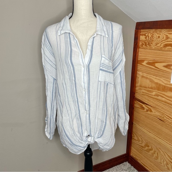 Kona Sol | Swim | Kona Sol Blue White Stripe Gauzy Sheer Button Up Swim ...